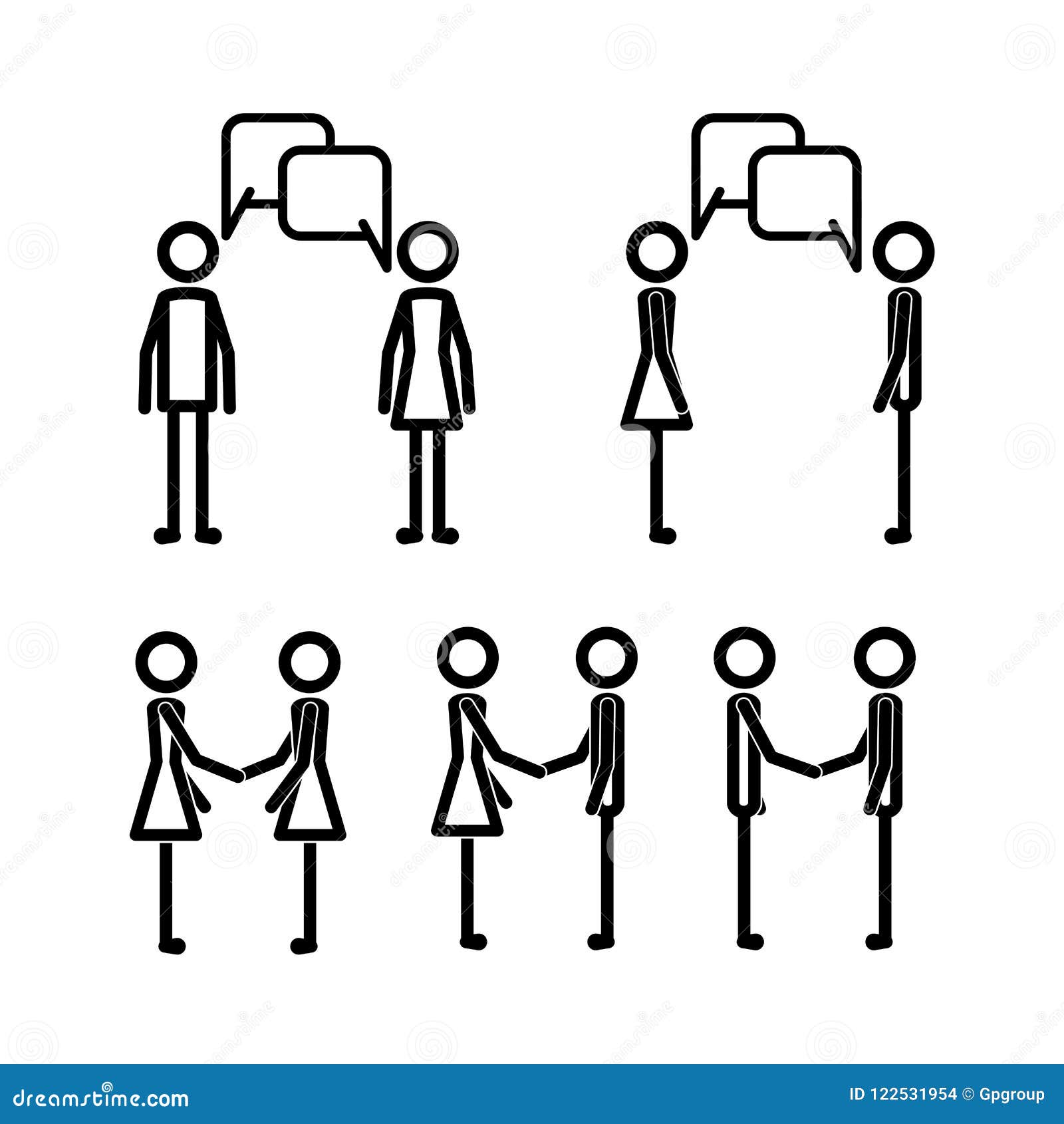 Teamwork People Linear Figures Stock Vector - Illustration of company ...