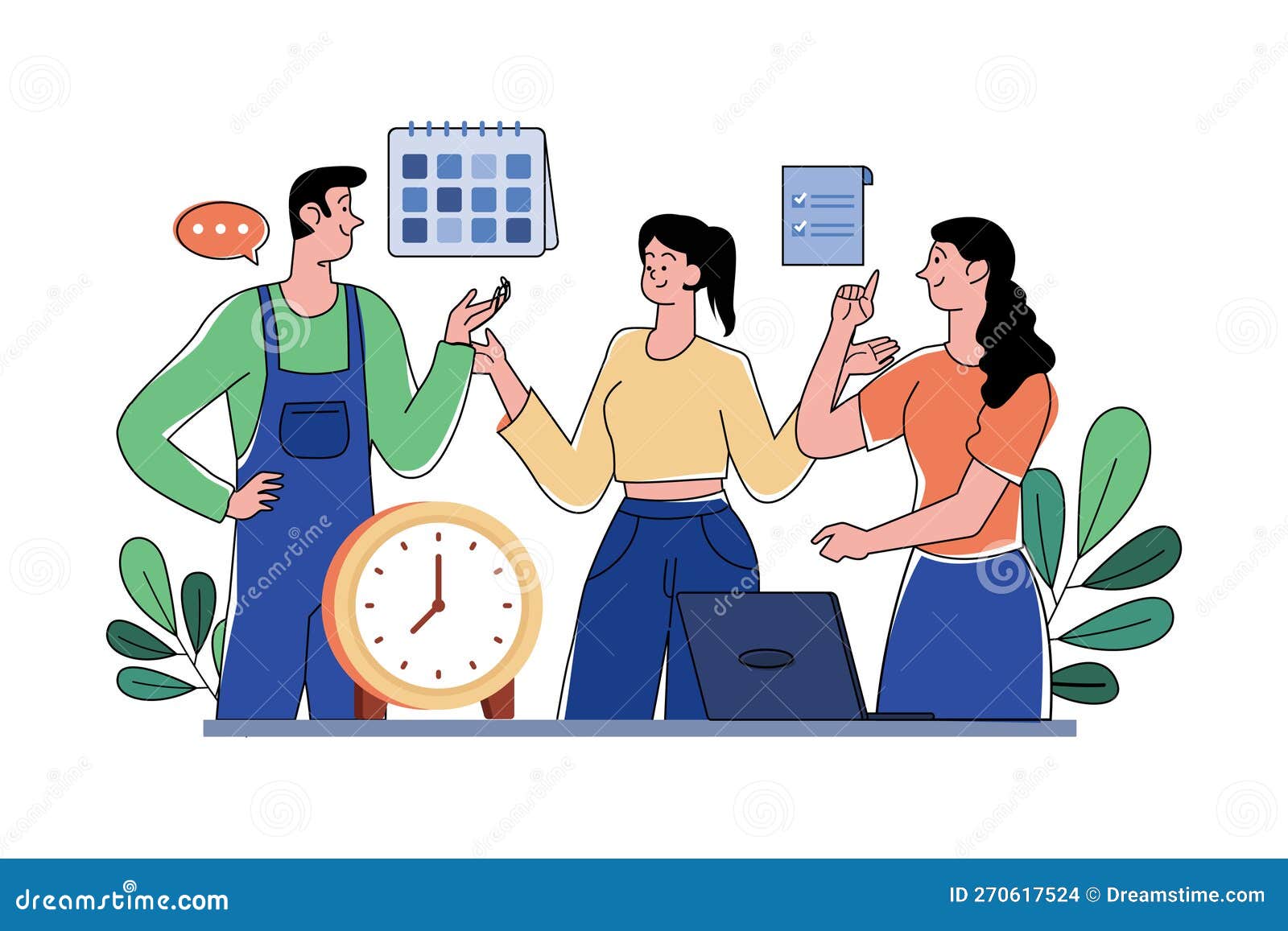 Teamwork of People with Schedules and Tasks Stock Vector - Illustration ...