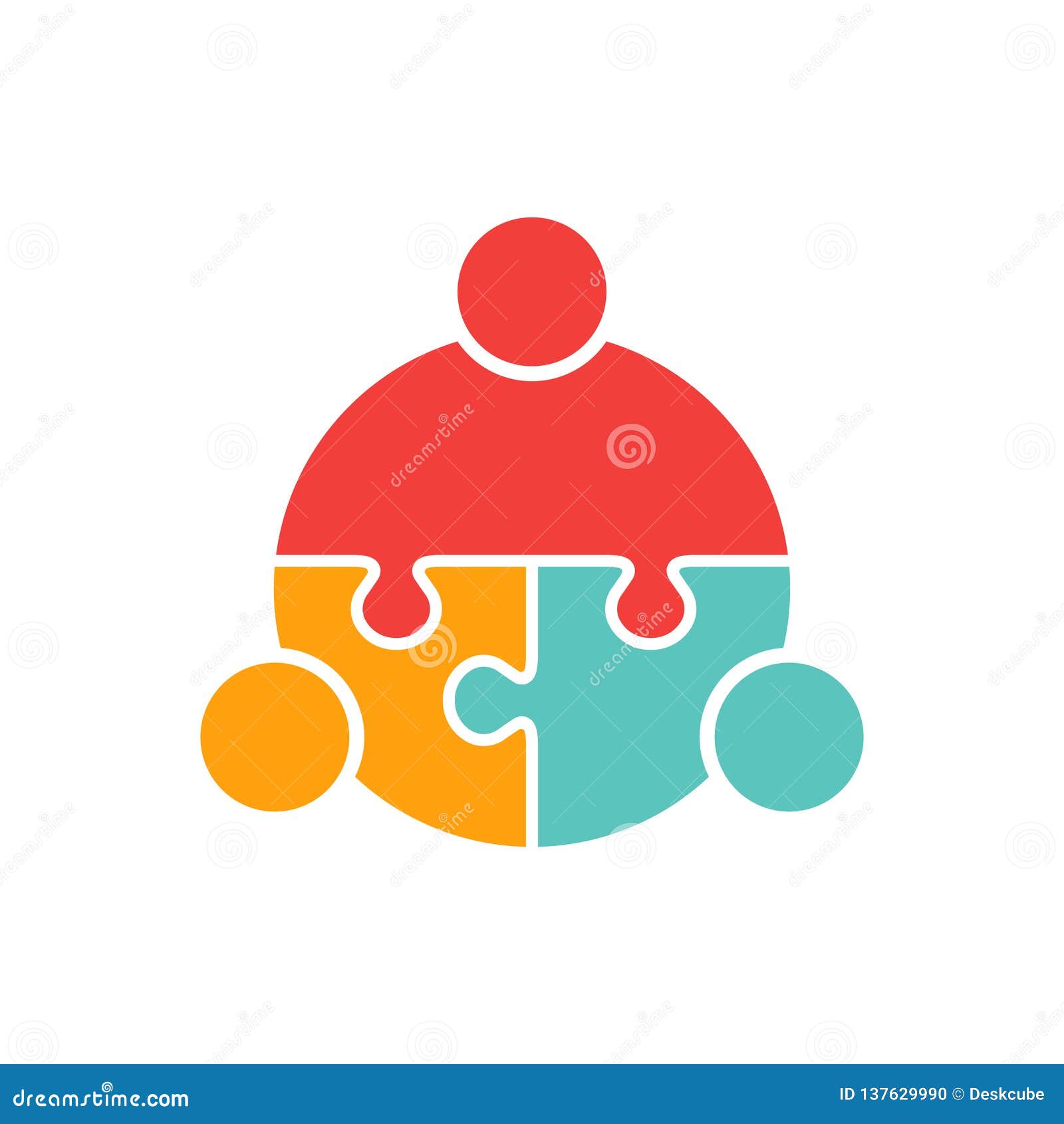 Teamwork Three People Puzzle Persons. Vector Design Stock Vector ...