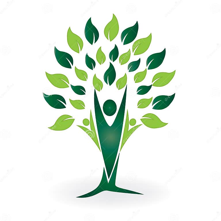 Teamwork People Tree Logo Creative Abstract Design Background. Stock ...