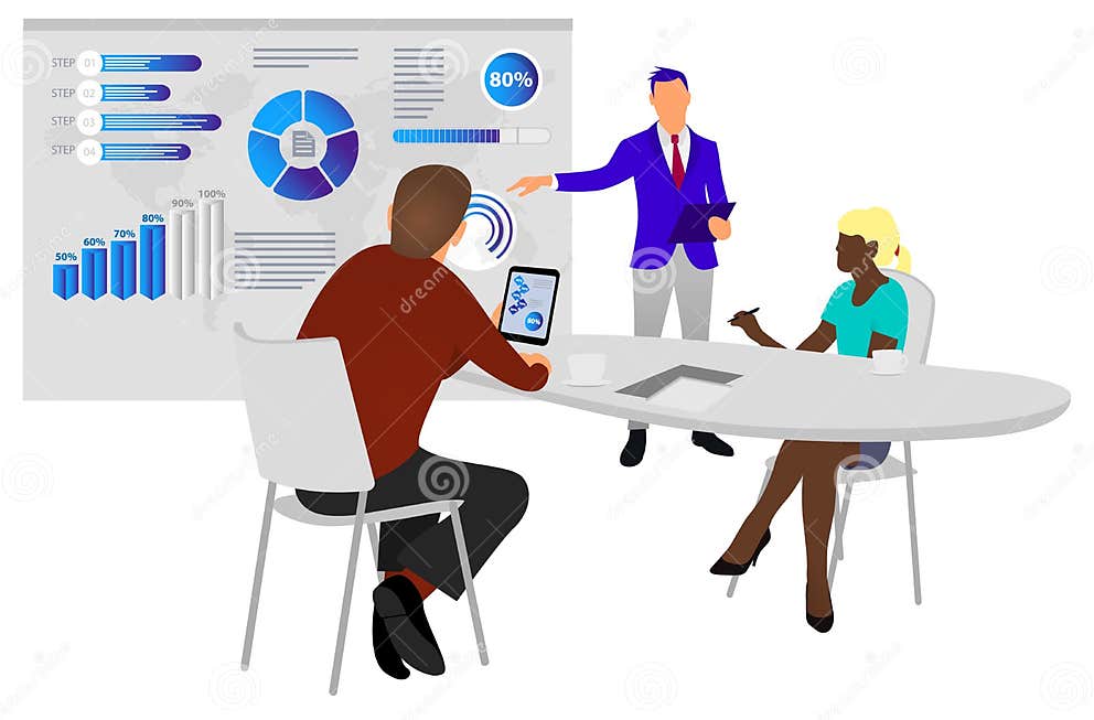 People Work in a Team and Interact with Graphs. Business, Workflow ...