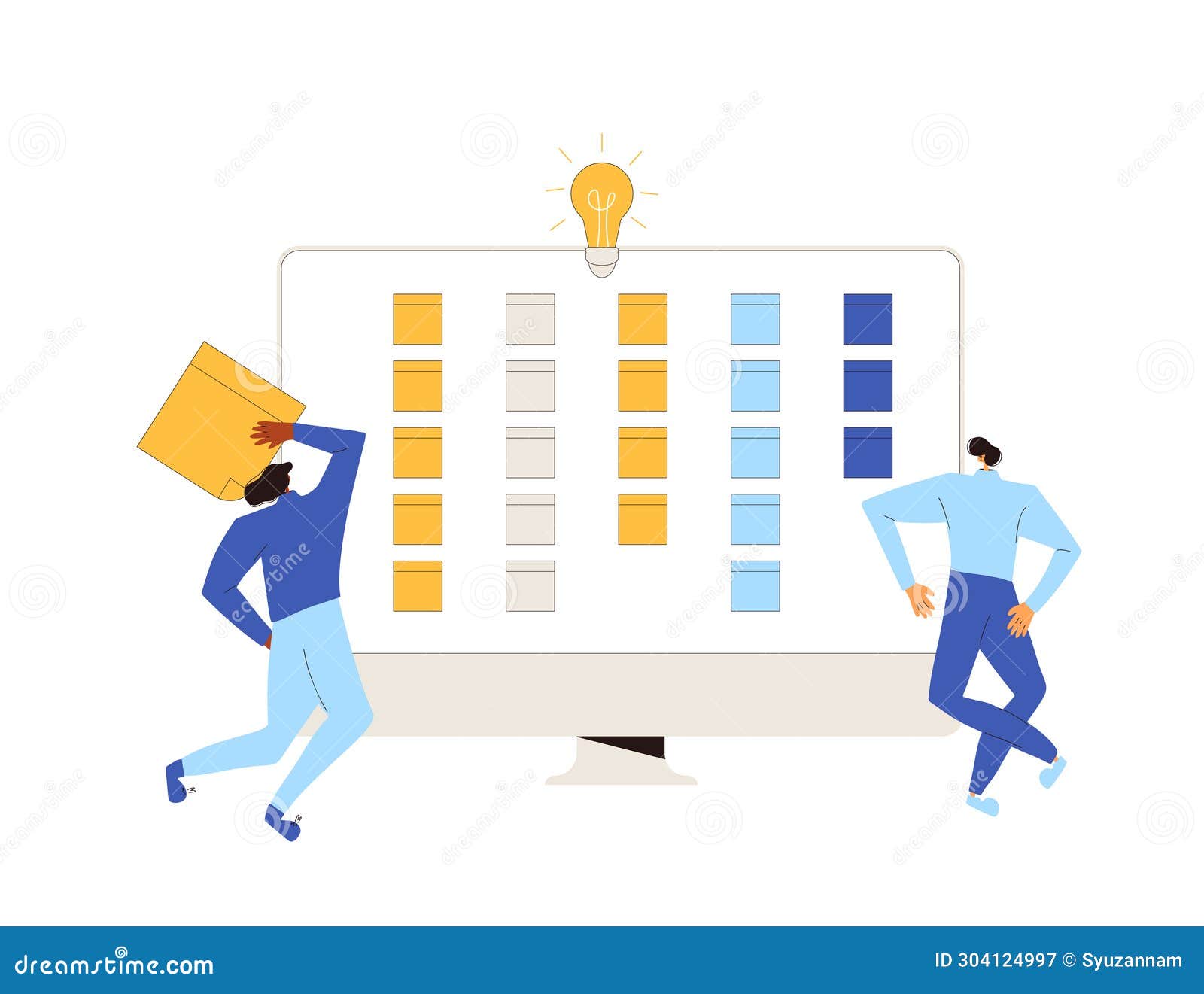 Teamwork. People Working with Stickers Together Stock Vector ...