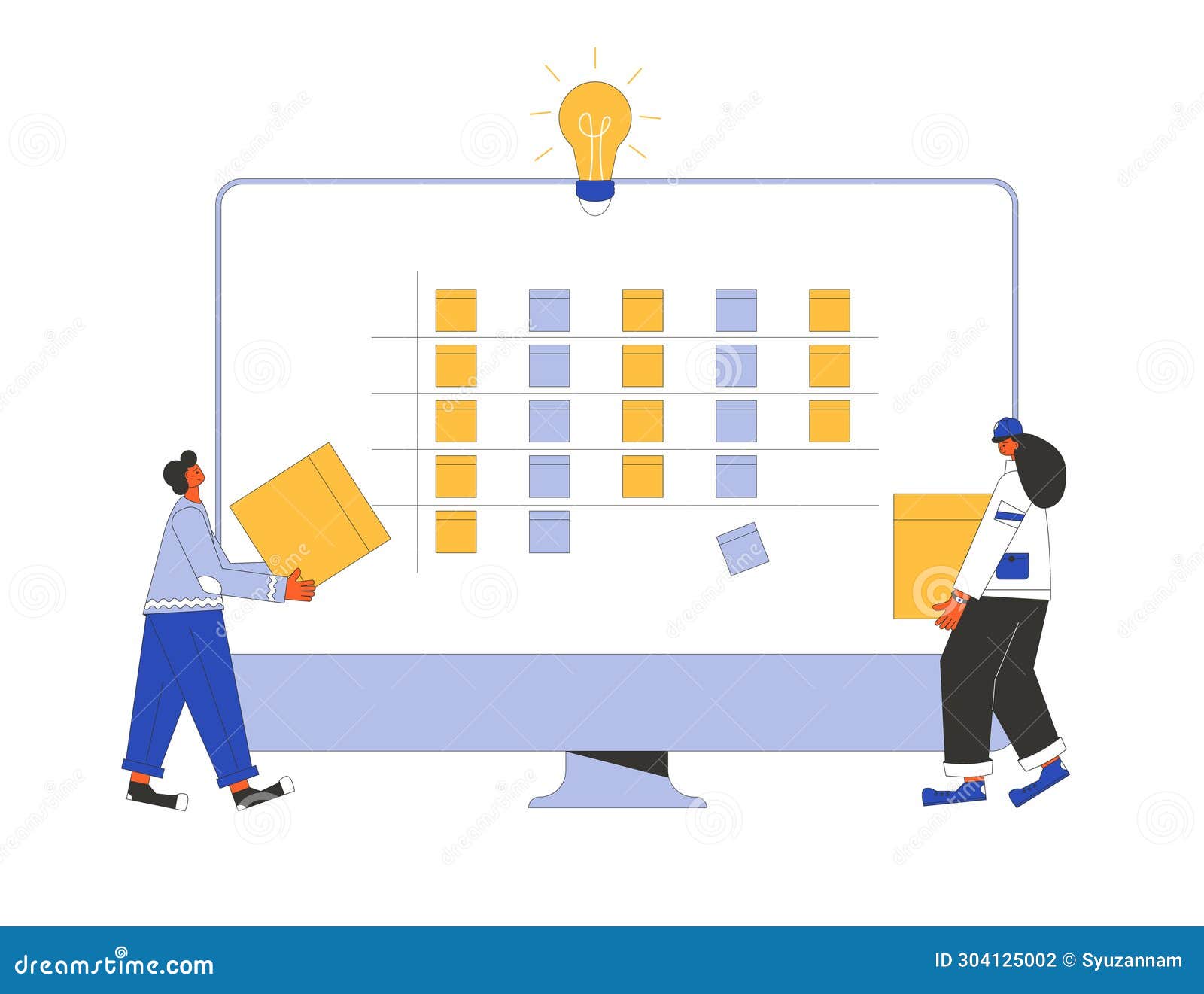 Teamwork. People Working with Stickers Together Stock Vector ...