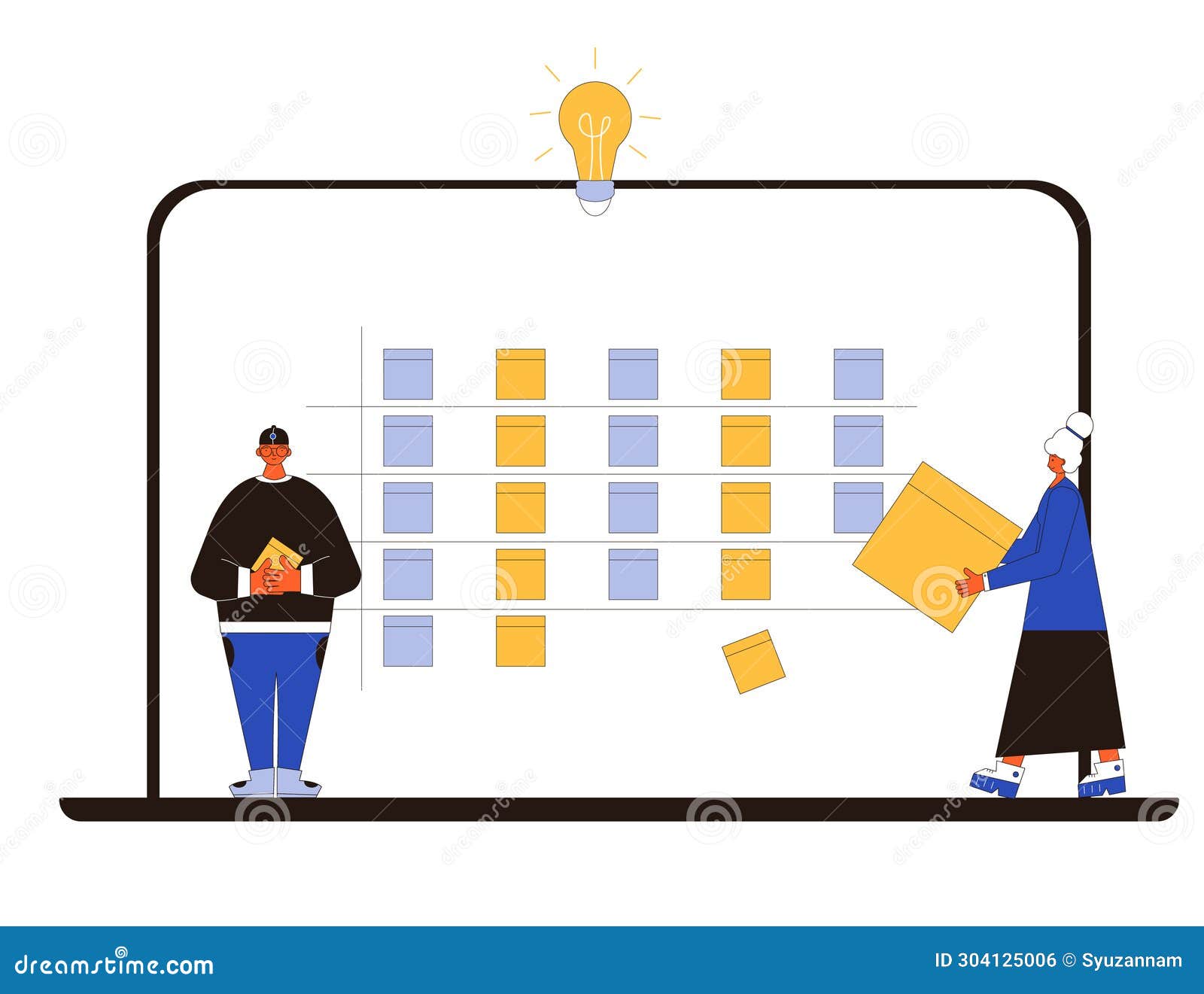 Teamwork. People Working with Stickers Together Stock Vector ...