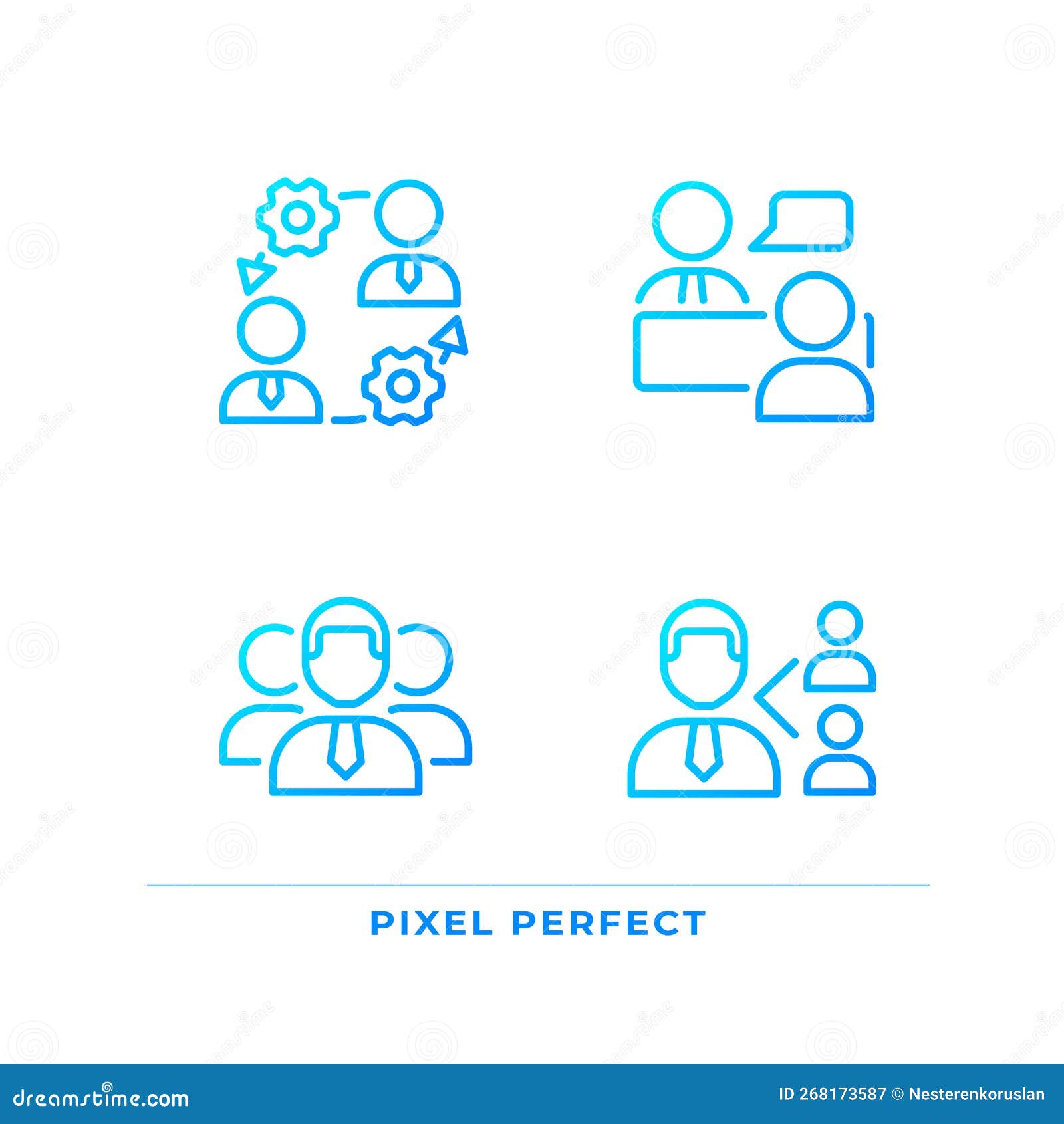 Teamwork Pixel Perfect Gradient Linear Vector Icons Set Stock Vector - Illustration of ...