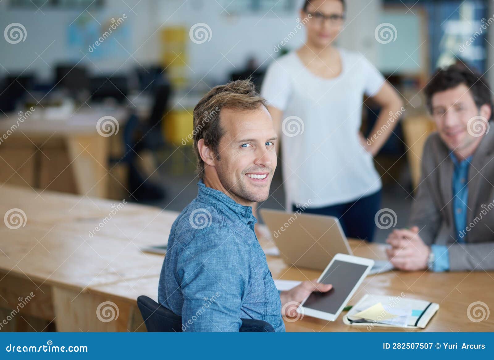 Teamwork, Portrait or Happy Developers in Meeting for Discussion or ...