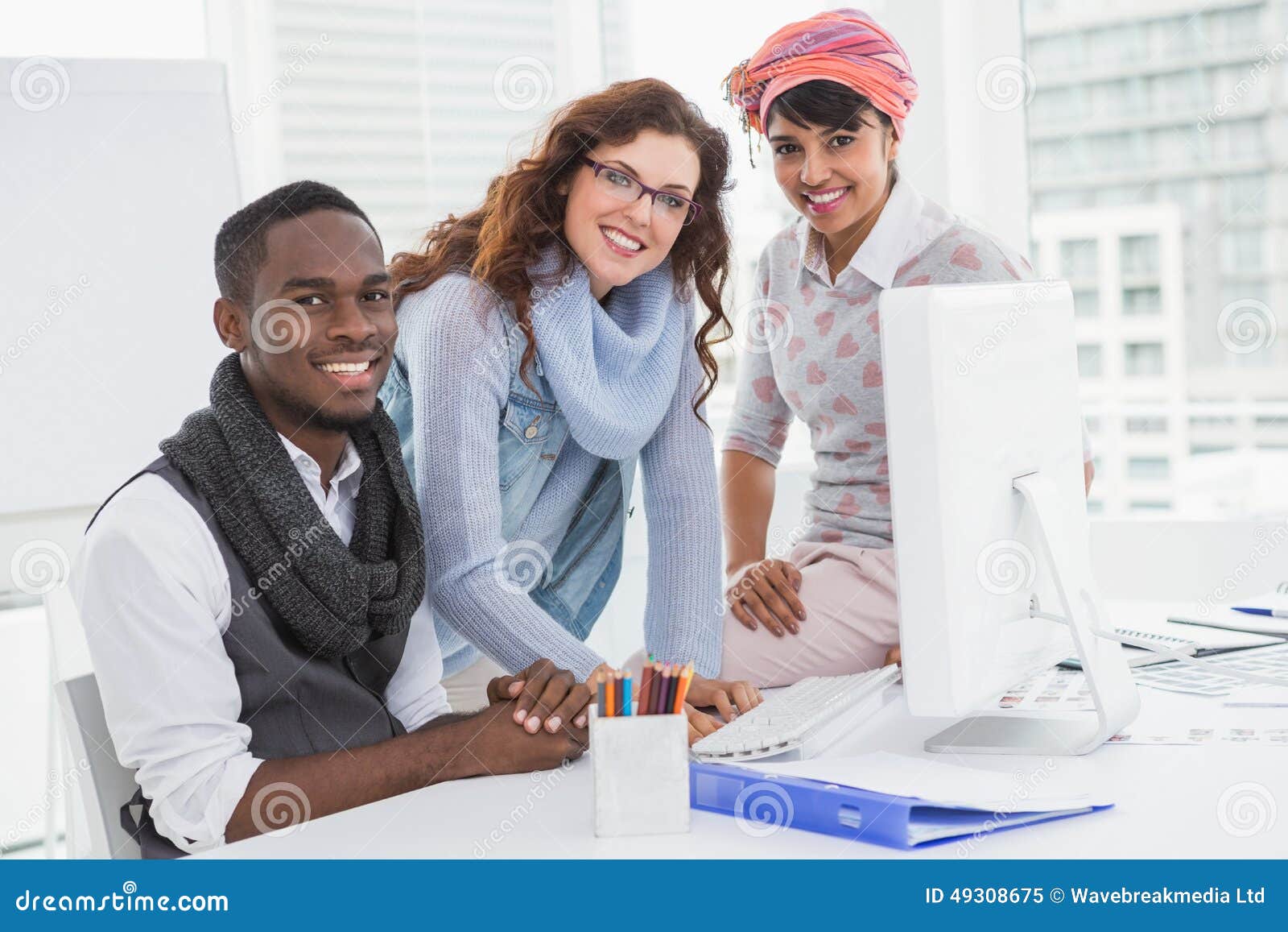 Teamwork Posing and Smiling at Camera Stock Image - Image of caucasian ...