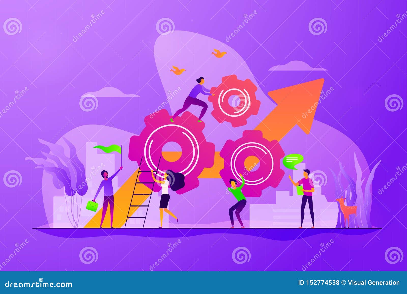 Teamwork Power Concept Vector Illustration Stock Vector - Illustration ...