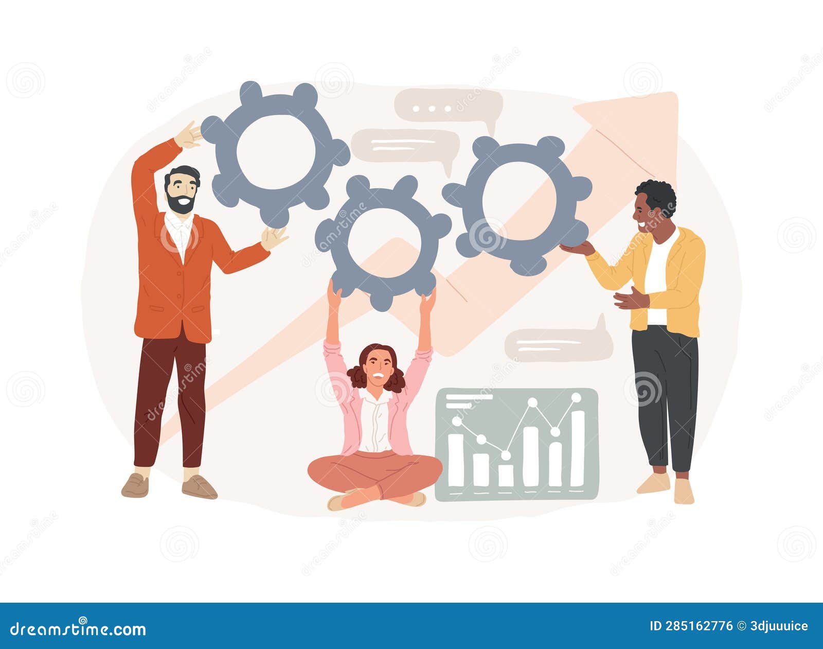 Teamwork Power Isolated Concept Vector Illustration. Stock Vector - Illustration of solutions ...