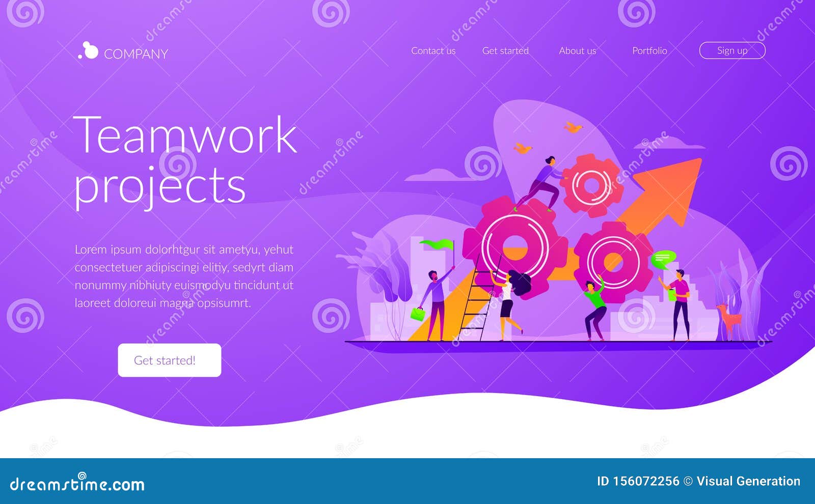 Teamwork Power Landing Page Template Stock Vector - Illustration of ...