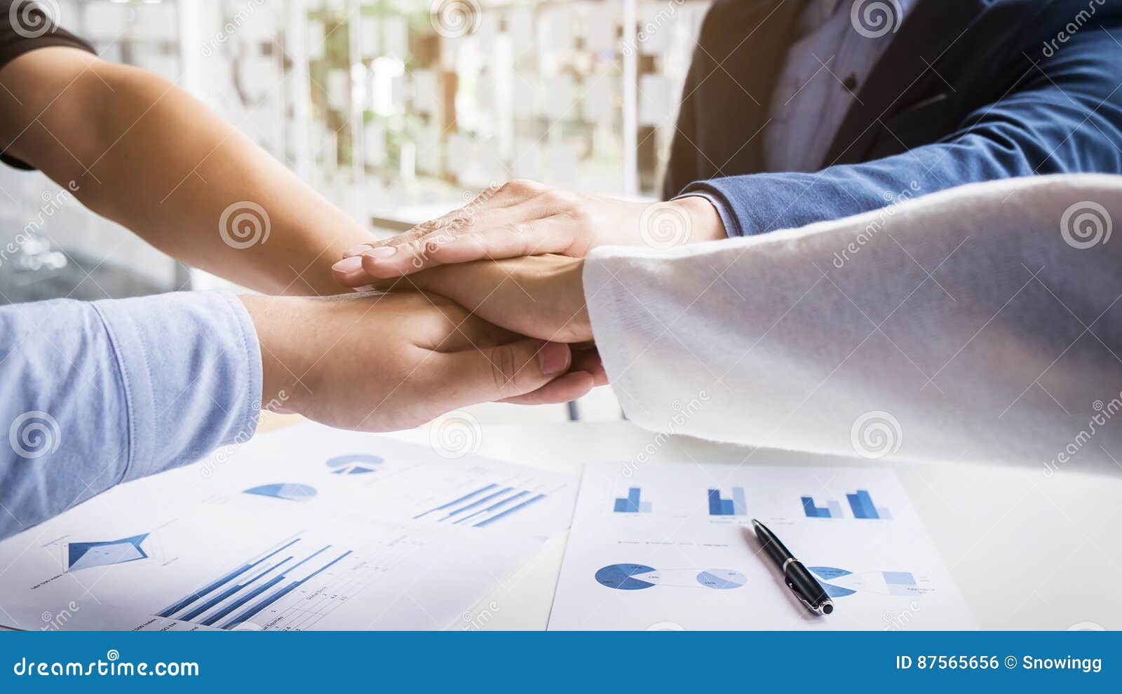Teamwork Power Successful Business Meeting Workplace Concept Stock ...