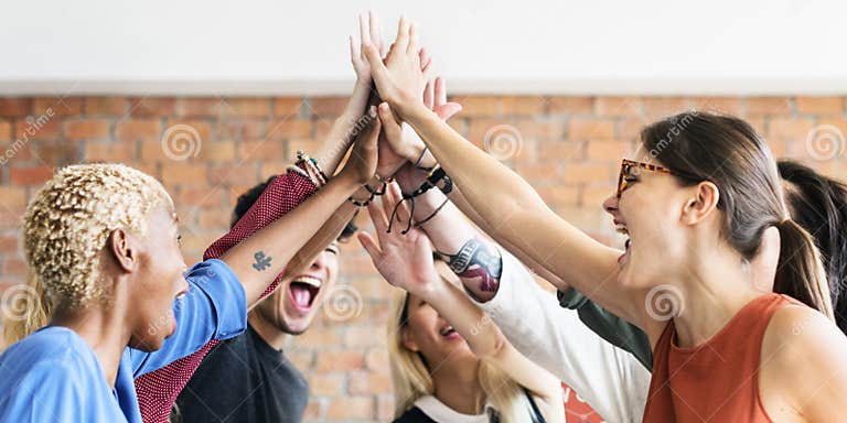 Teamwork Power Successful Meeting Workplace Concept Stock Photo - Image ...