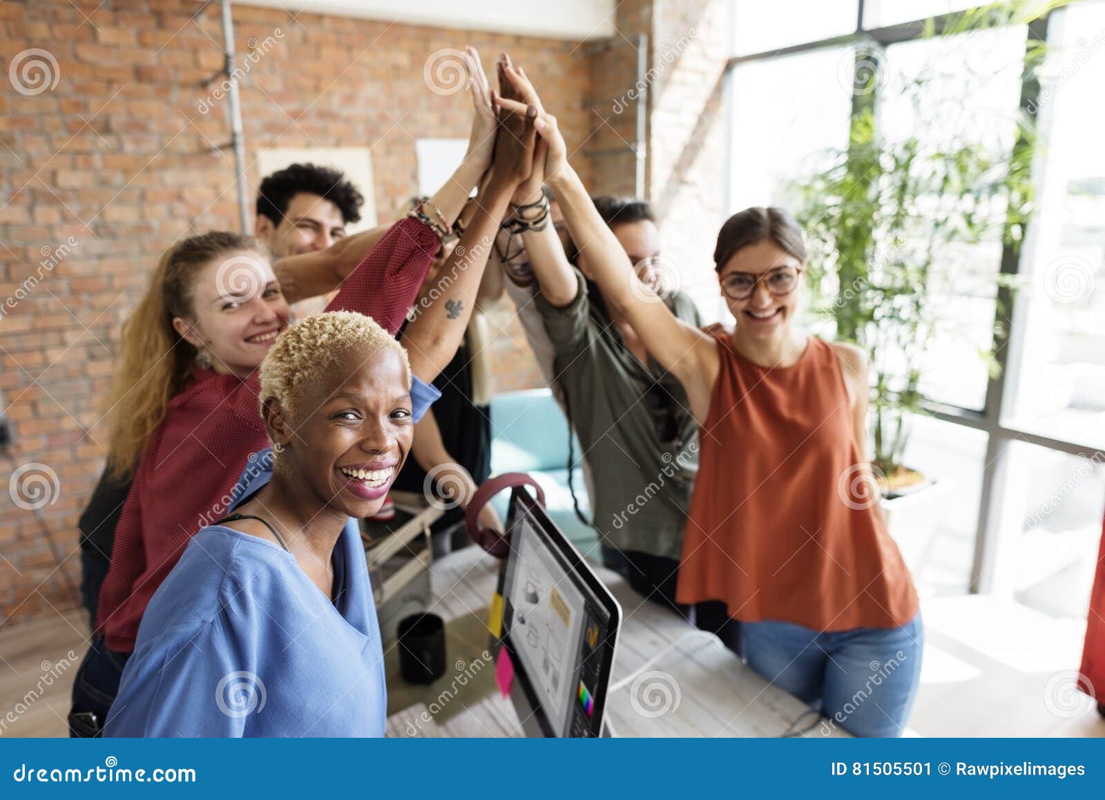 Teamwork Power Successful Meeting Workplace Concept Stock Image - Image ...