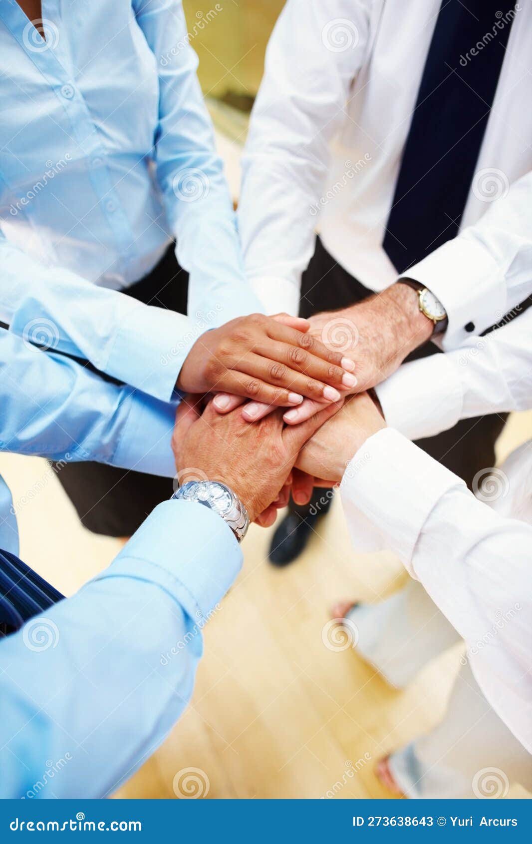 Teamwork is Powerful. Team of Executives with Hands on Top of One ...