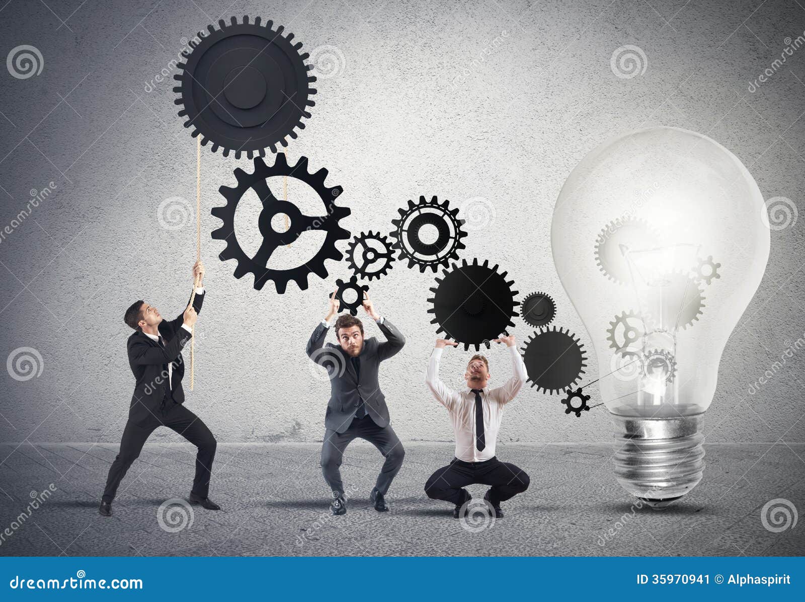 Teamwork powering an idea stock image. Image of mechanism - 35970941