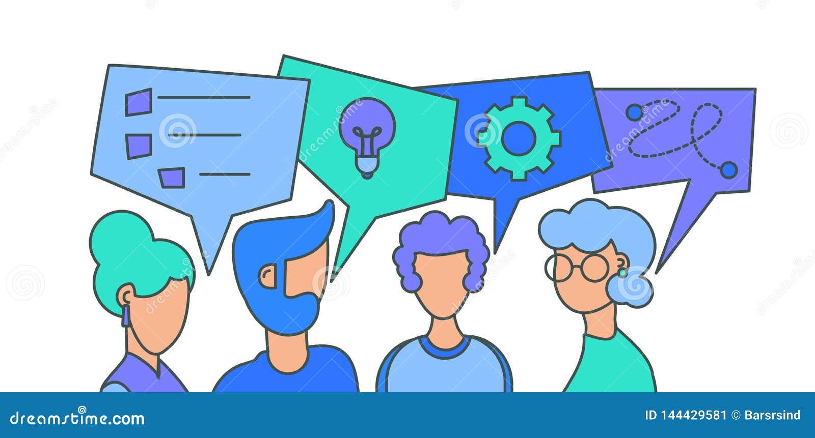 Teamwork, Problem Solution Discussion Stock Vector - Illustration of ...