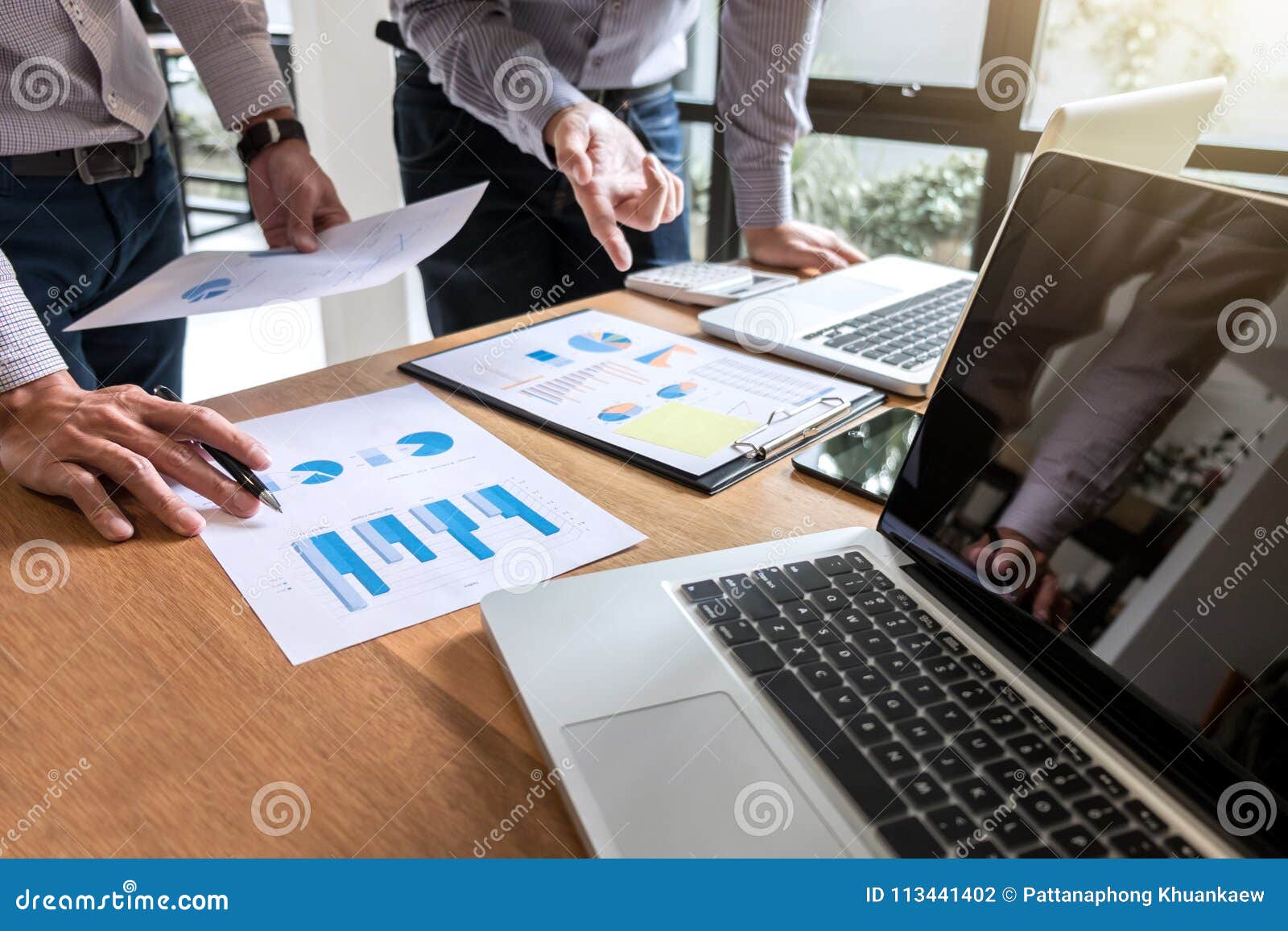 Teamwork Process, Business Team Two Managers Colleagues Discussing and ...