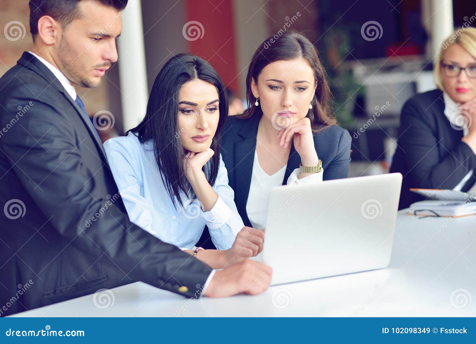 Teamwork Process Concept.Young Coworkers Work with New Startup Project ...