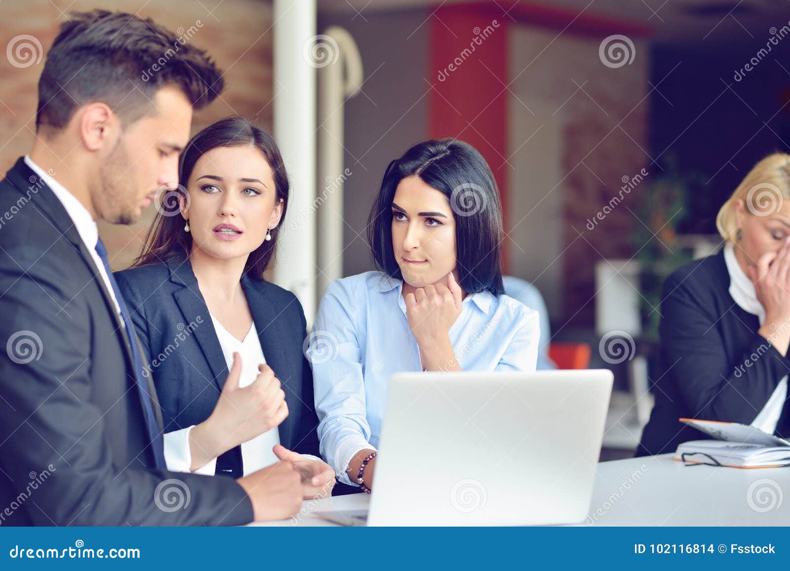 Teamwork Process Concept.Young Coworkers Work with New Startup Project ...