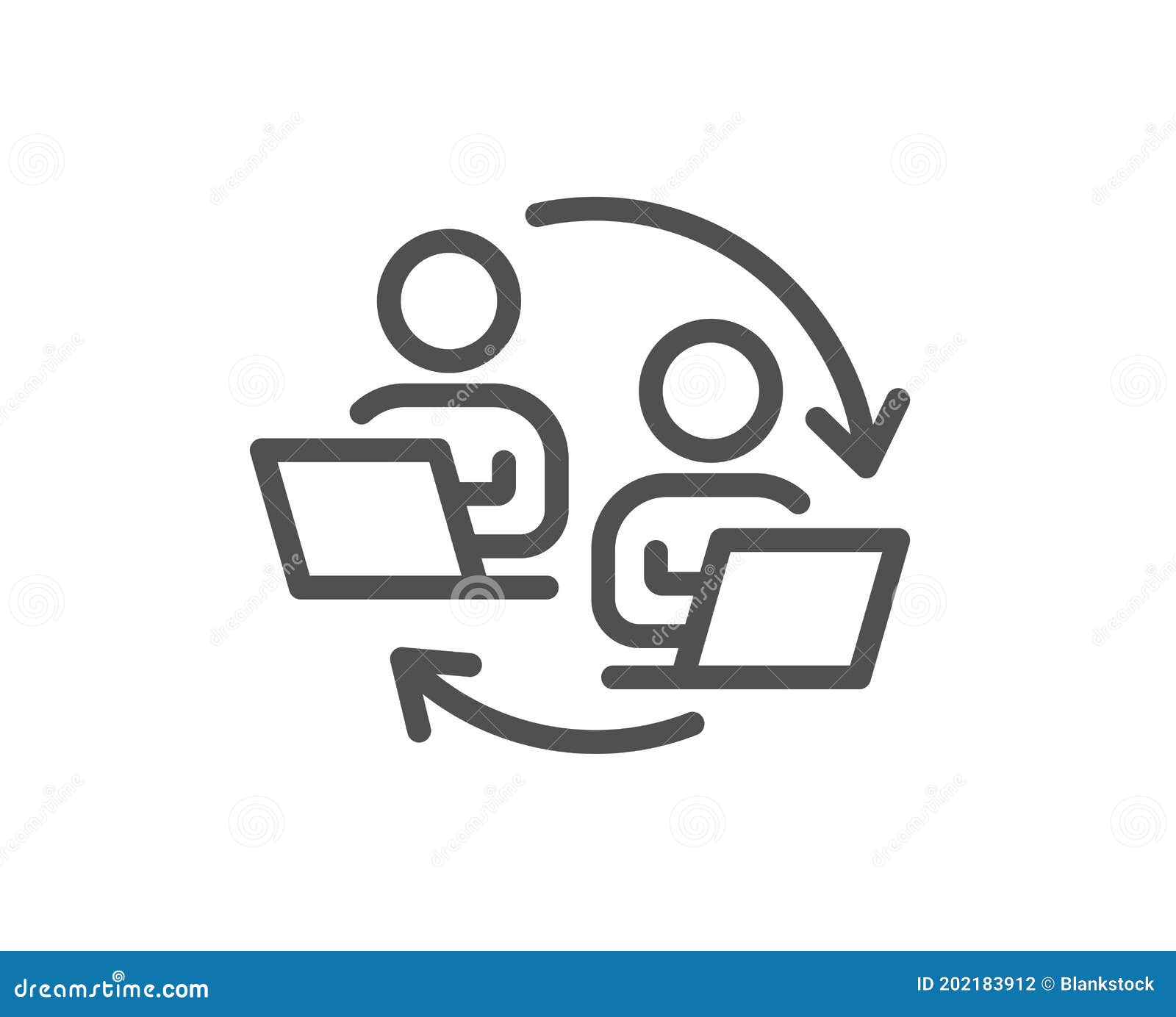 Teamwork Process Line Icon. Remote Office Sign. Vector Stock Vector ...