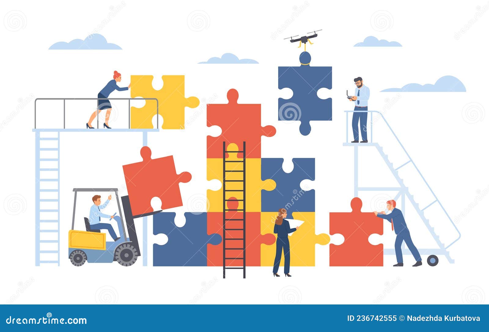 Two People Assemble Tow Piece Of A Puzzle Stock Image | CartoonDealer ...