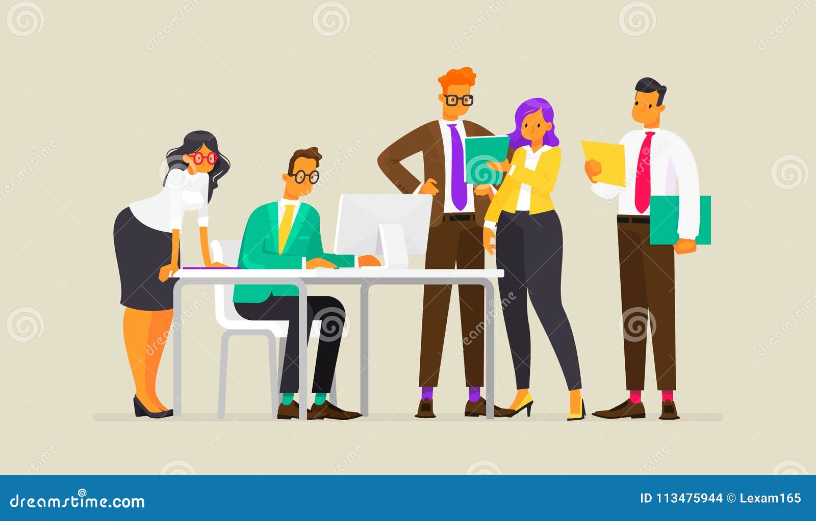 Teamwork. Process of Work of Business People Stock Illustration ...