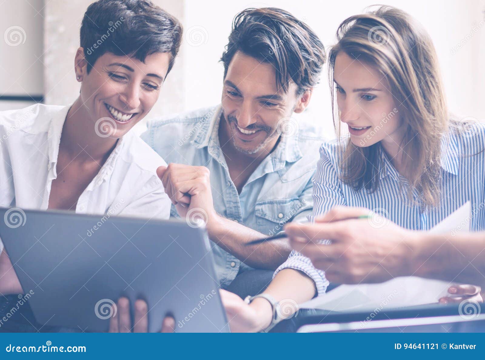 Teamwork Process.Young Entrepreneur Work with New Startup Project in ...