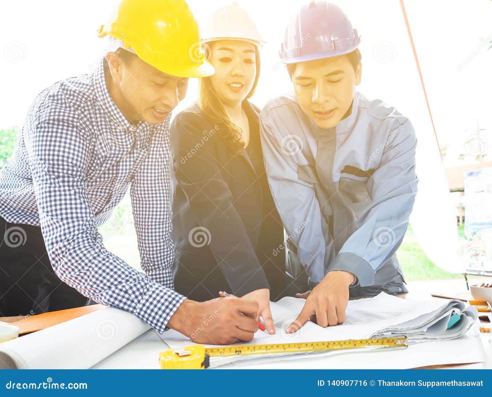 Teamwork of Professional Engineer are Discussing the Project Building ...