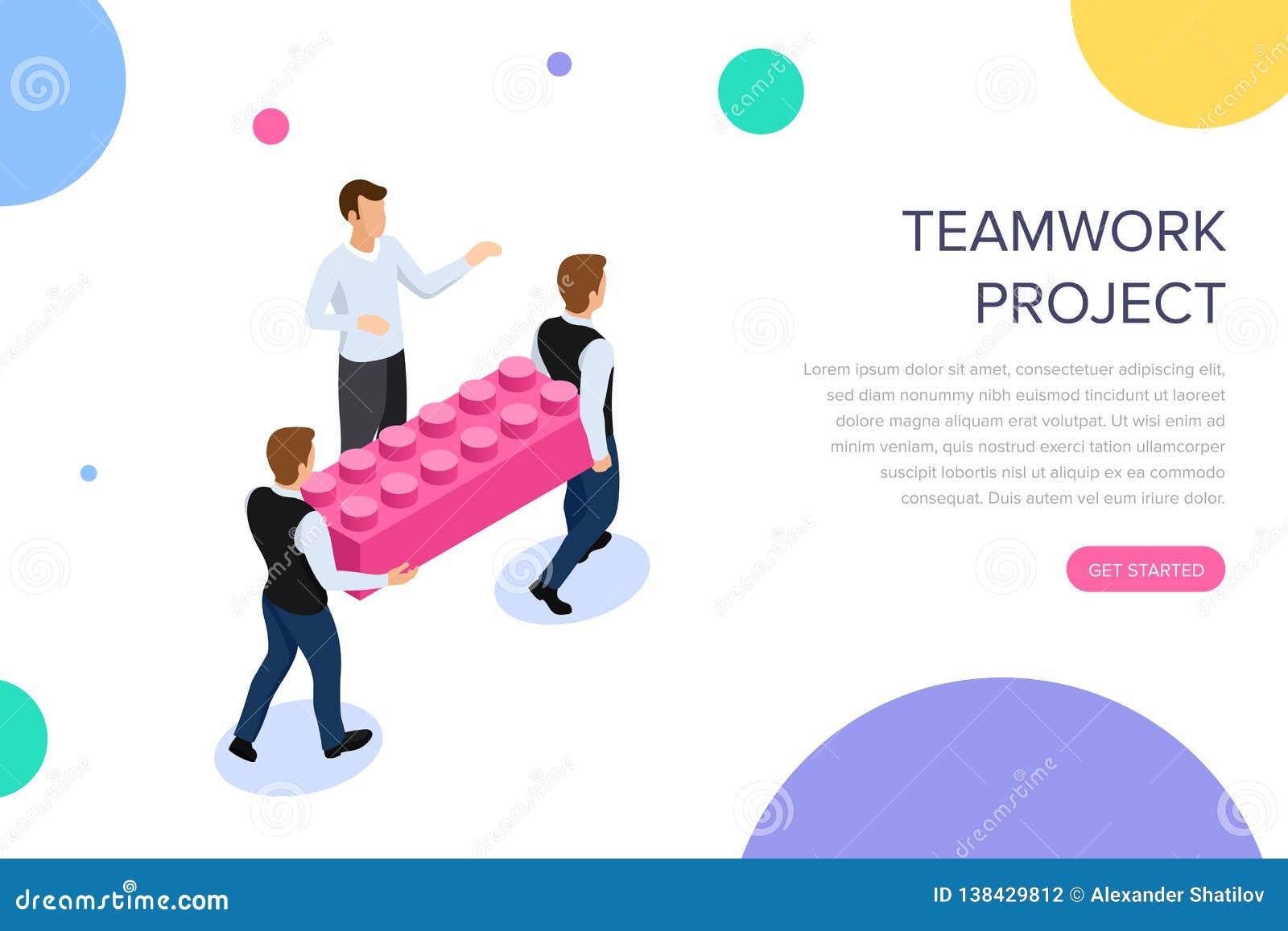 Teamwork Project Concept with Characters. Can Use for Web Banner ...