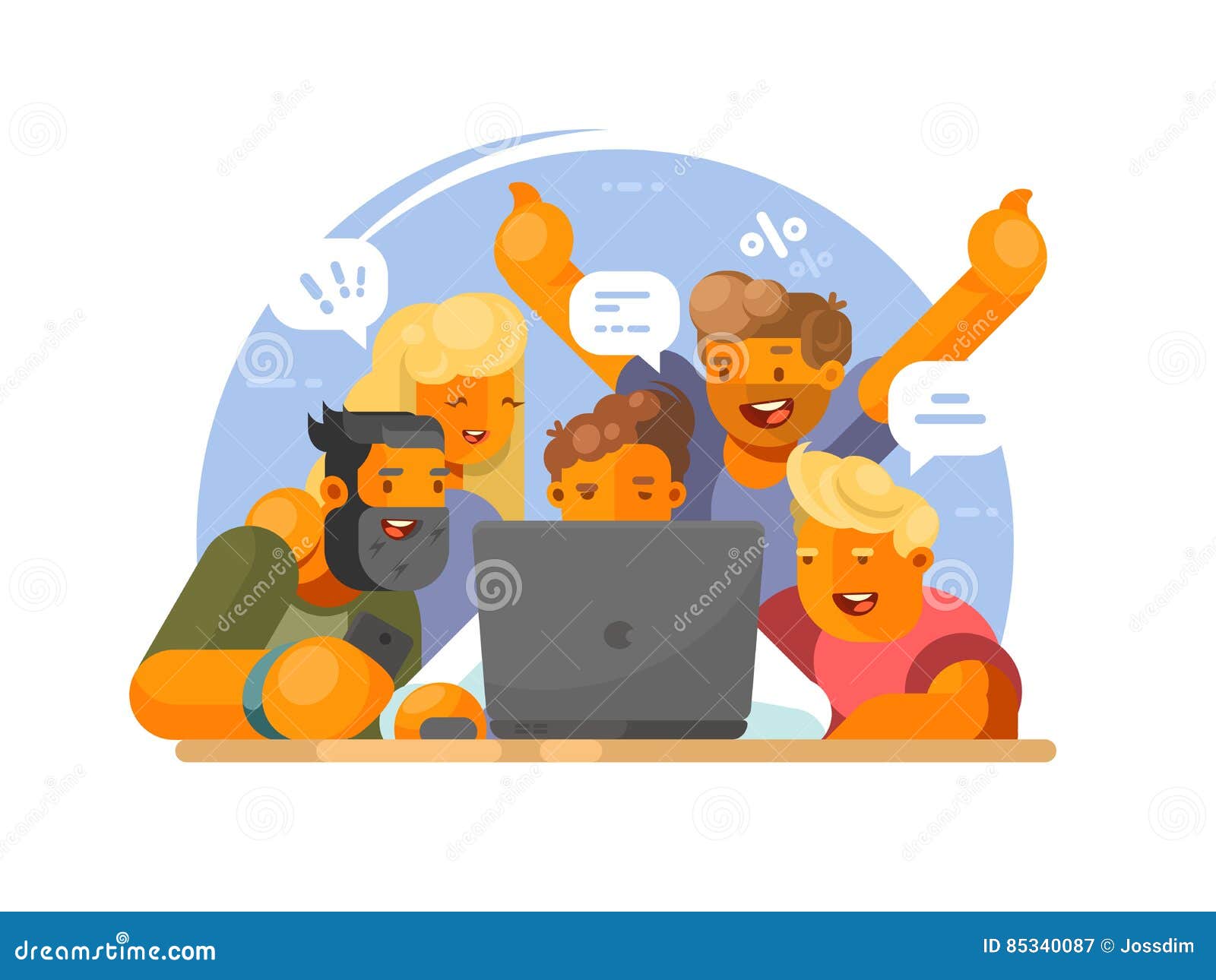 Teamwork on project stock vector. Illustration of human - 85340087