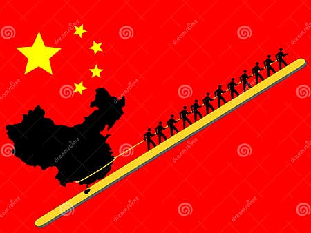 Teamwork pulling China stock vector. Illustration of active - 2474234