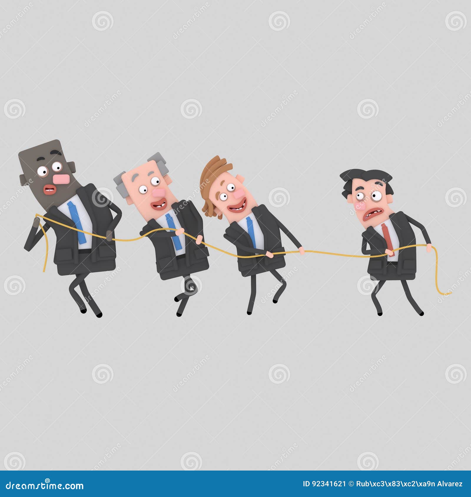 Teamwork pulling a rope stock illustration. Illustration of creativity ...