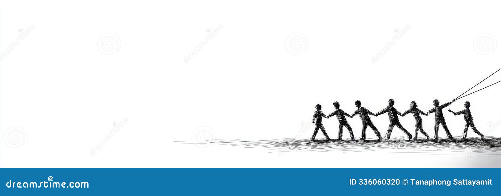 Teamwork Pulling Together a Pencil Art Illustration of Business Success ...