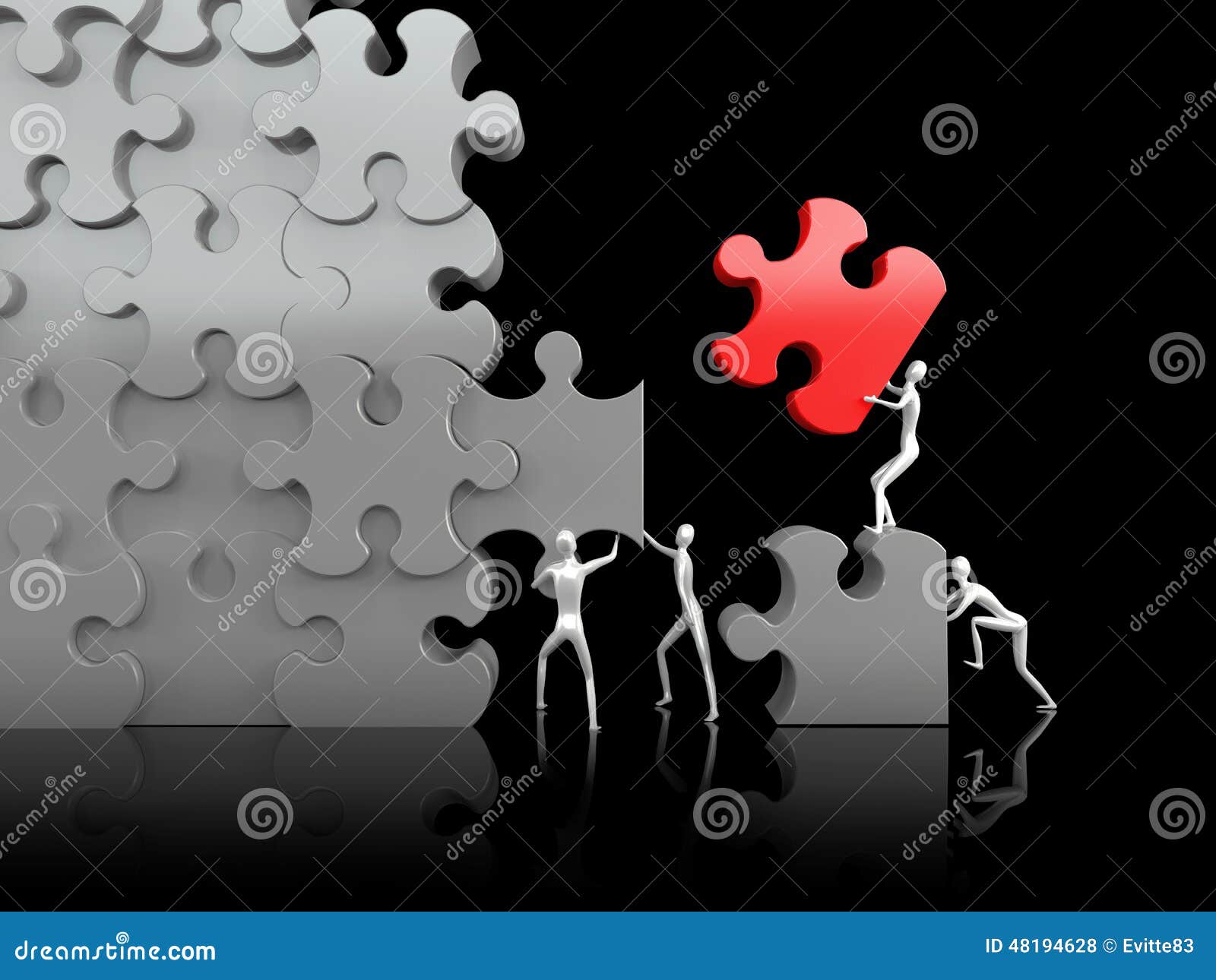 Teamwork. Puzzle stock illustration. Illustration of blue - 48194628