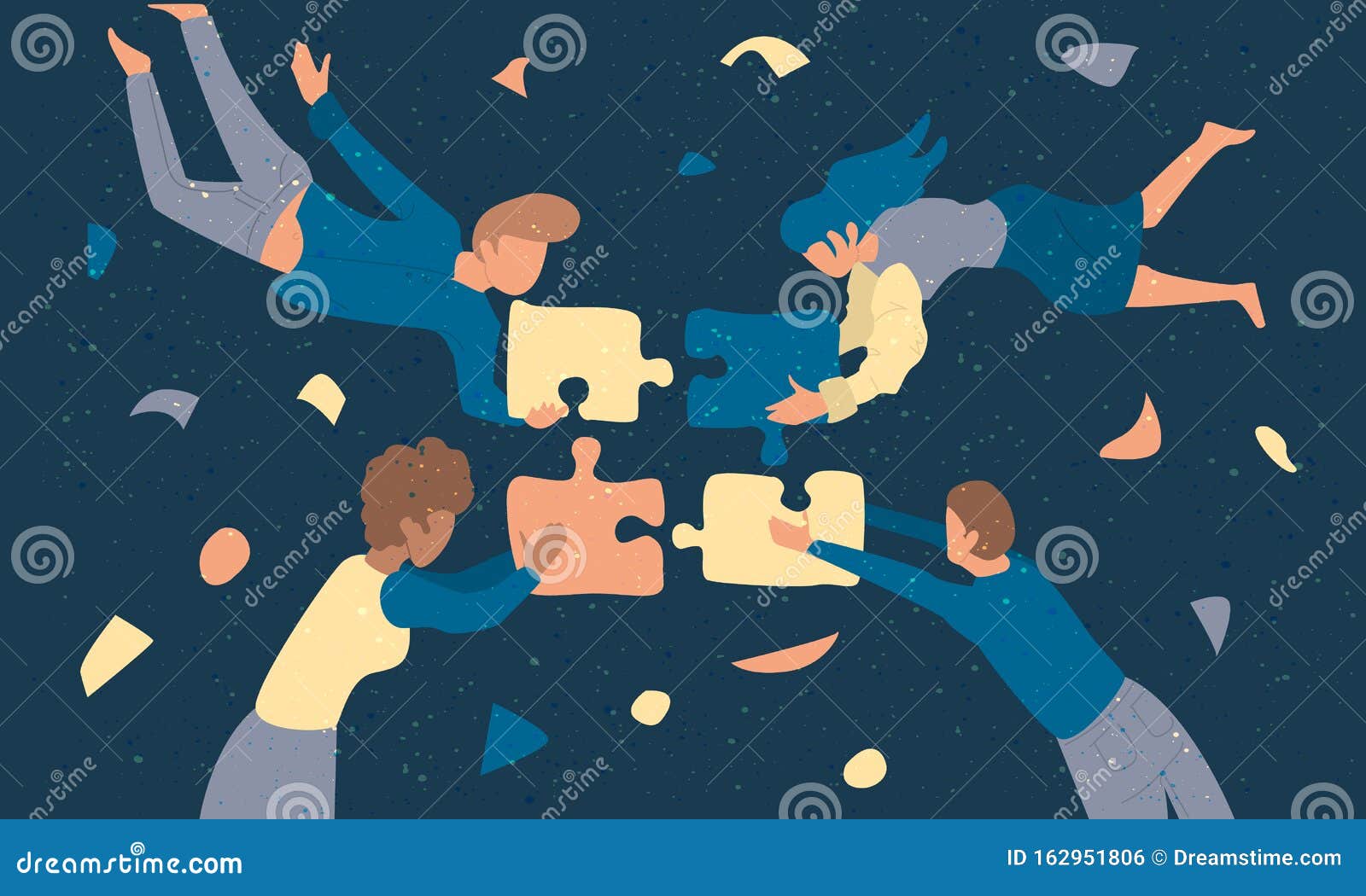 Teamwork Puzzle Vector Illustration Stock Illustration - Illustration ...