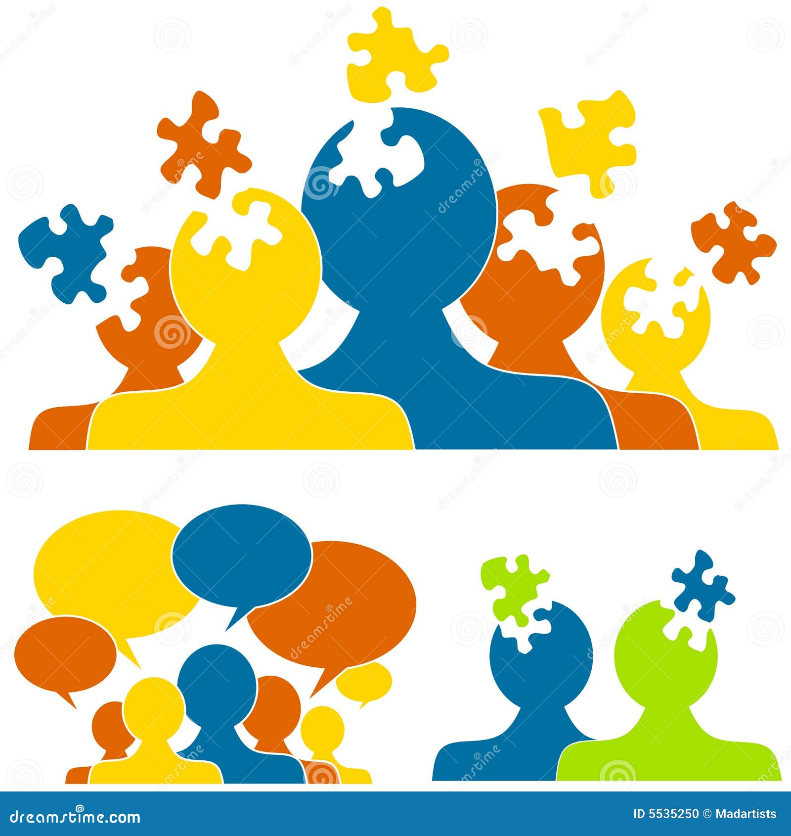 Teamwork Puzzles Bubbles stock illustration. Illustration of clouds ...