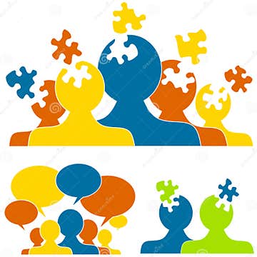 Teamwork Puzzles Bubbles stock illustration. Illustration of clouds ...