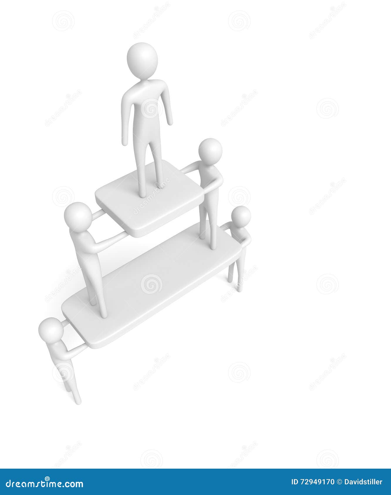 Teamwork: Pyramid with White 3d Men, 3d Illustration Stock Illustration ...