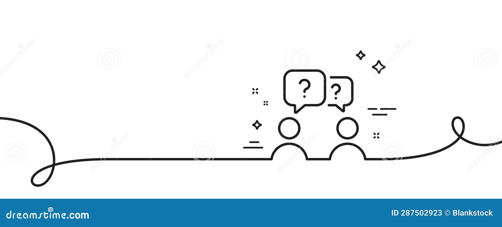 Teamwork Questions Line Icon. Ask Help Sign. Continuous Line with Curl ...