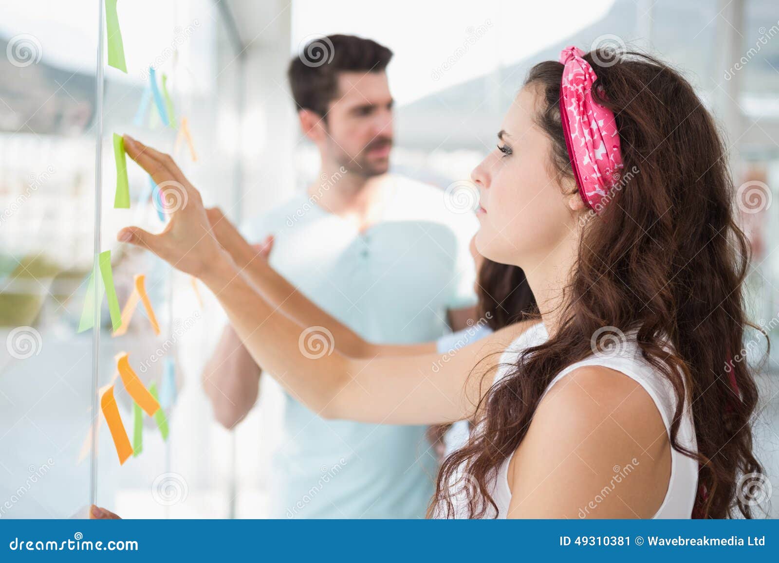 Teamwork Reading Sticky Notes on Clear Board Stock Image - Image of ...
