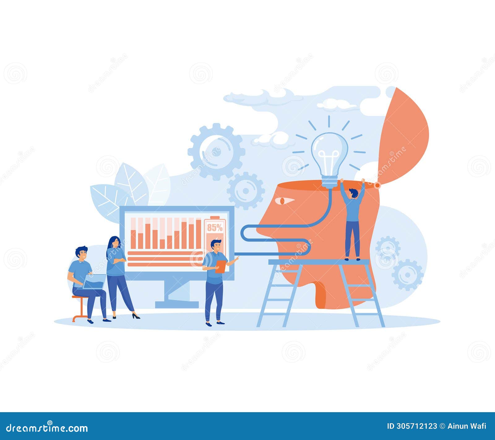 Teamwork on Realization Idea. People Make List Creative Ideas. Team ...