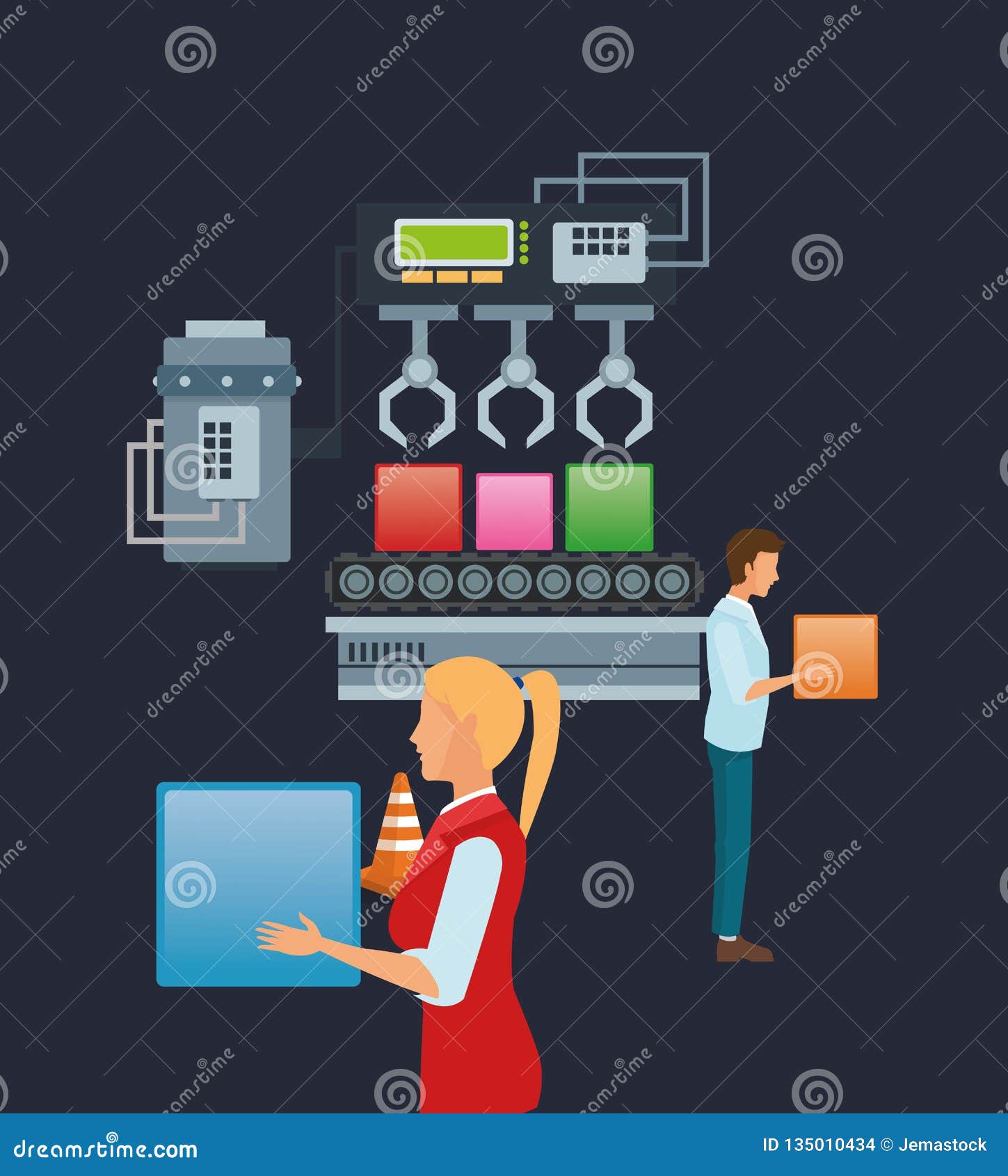 Teamwork Factory Friends Logo Cartoon Vector | CartoonDealer.com #40625263