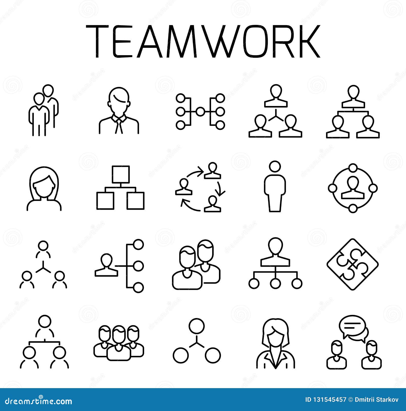 Teamwork Related Vector Icon Set. Stock Vector - Illustration of human ...