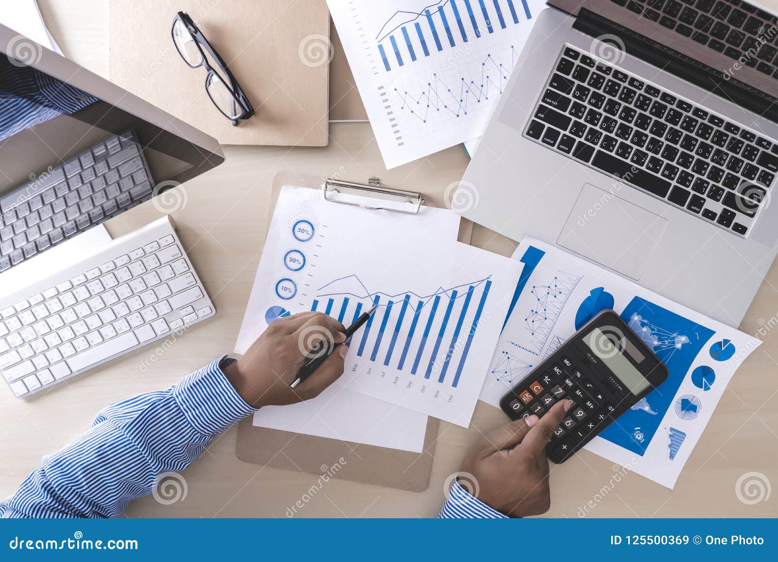 Teamwork Reports Accounting Concept Analyzing Financial Stock Image ...