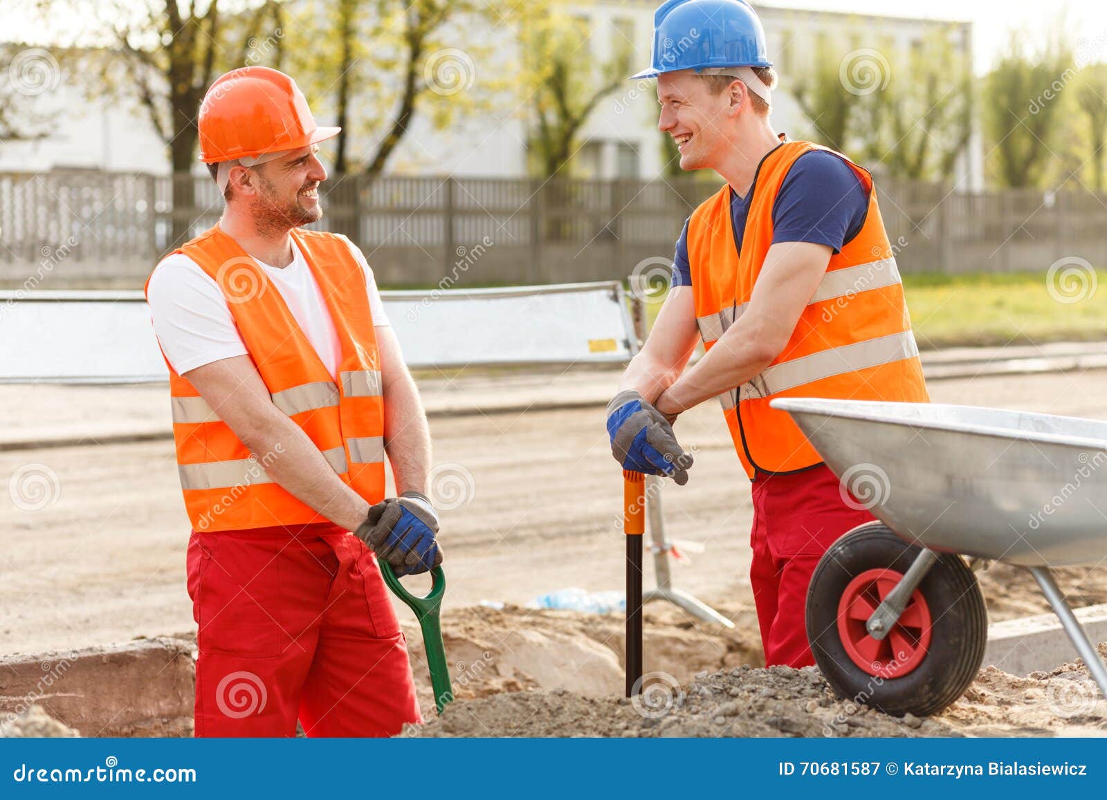 Teamwork at Road Construction Stock Image - Image of physical, build ...