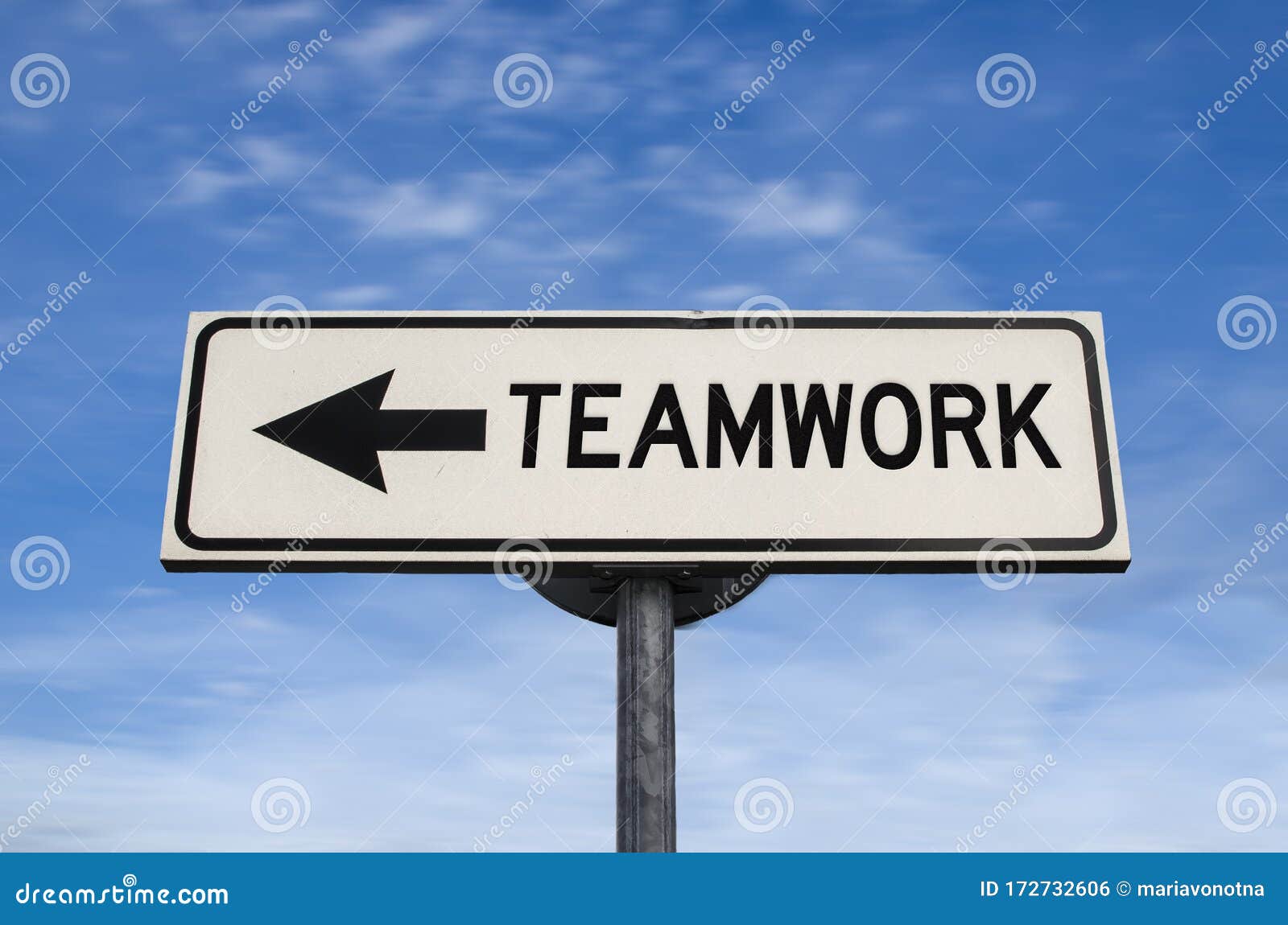 Teamwork Road Sign, Arrow on Blue Sky Background Stock Photo - Image of ...