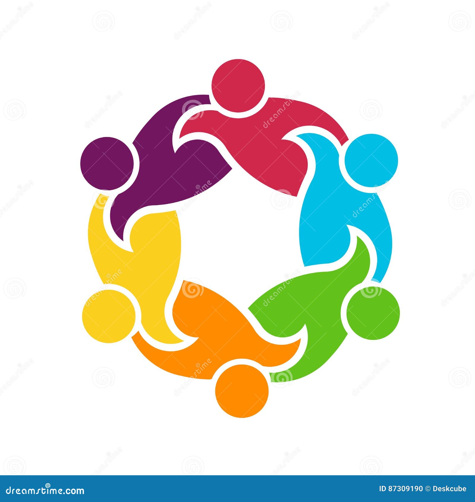 Teamwork Round Circle of 6 People Group Illustration Stock Vector ...
