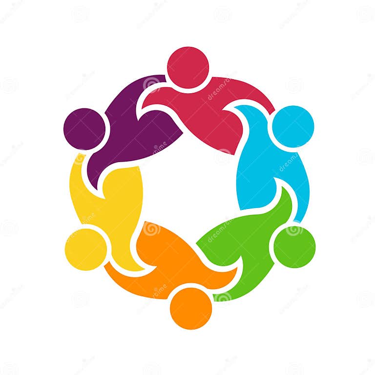 Teamwork Round Circle of 6 People Group Illustration Stock Vector ...