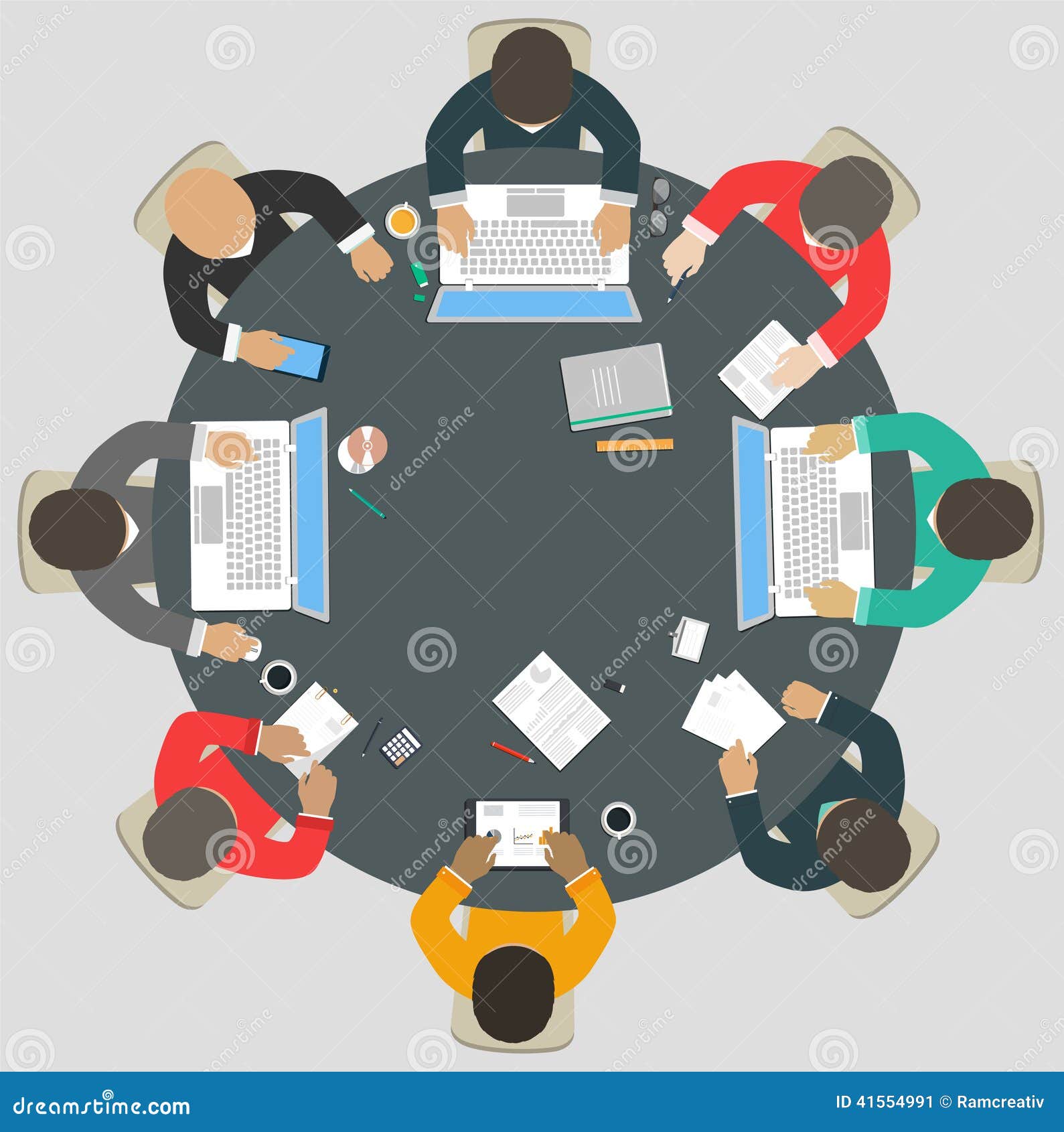 Teamwork for Roundtable. Business Strategy of Success Stock Vector ...