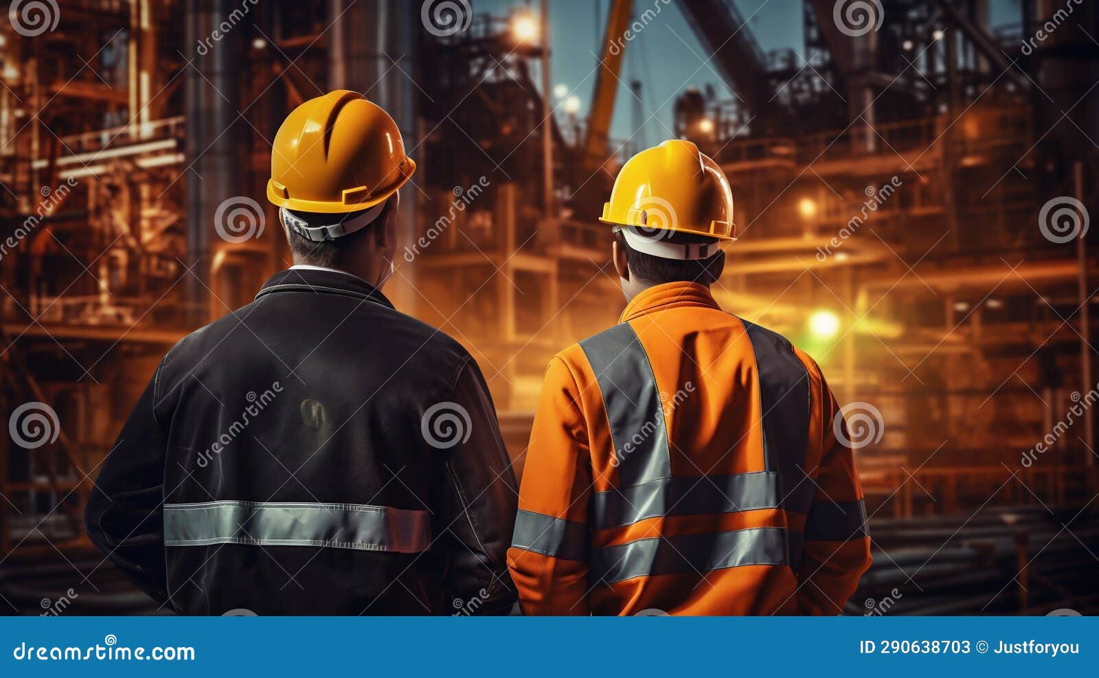 Teamwork in Safety: Industrial Workers Collaborating. Generative Ai ...